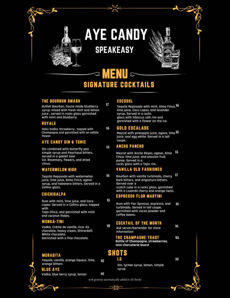 Menu - AYE Candy